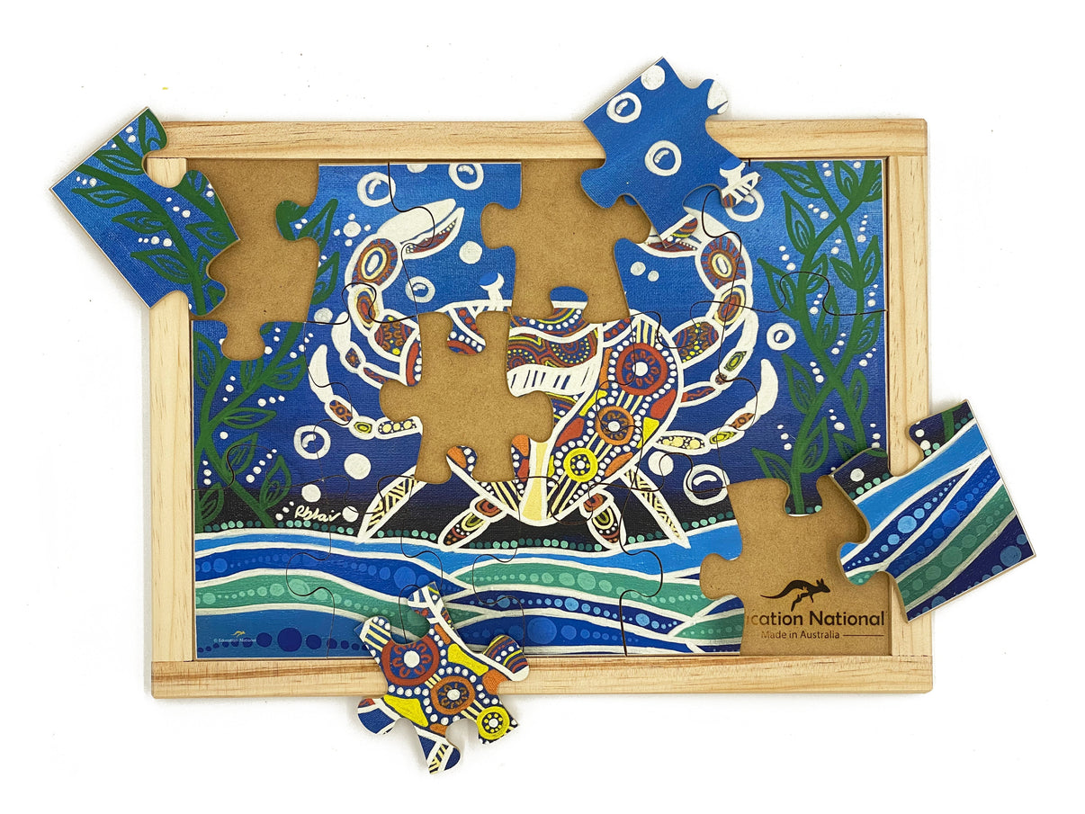 Aboriginal Art Sea Creatures Dreaming Puzzle Set of 4 – Education National