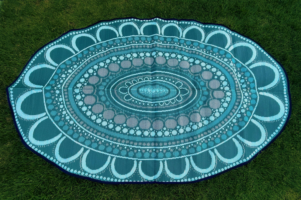 Aboriginal Art Yarning Oval Outdoor Mat – Education National