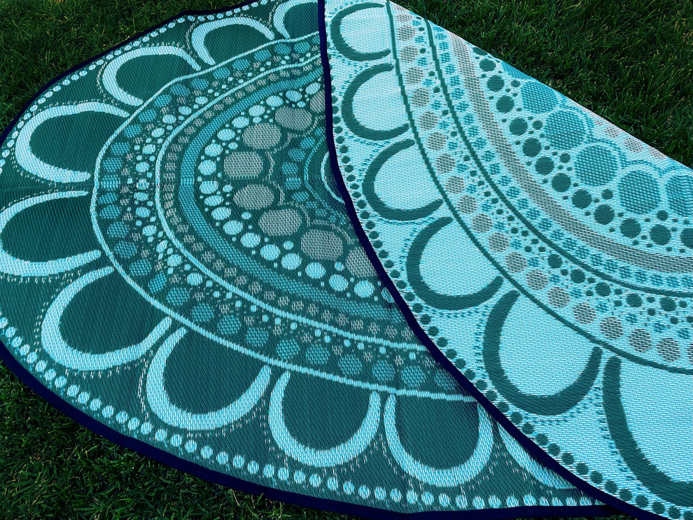 Aboriginal Art Yarning Oval Outdoor Mat – Education National